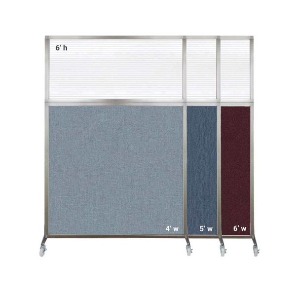 Versare 6' Tall Hush Screen Portable Partition - Clear Fluted Window | Wayfair